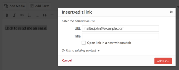 Make a link open an email when clicked » WordPress Knowledgebase