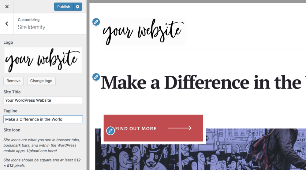 Upload your logo and customize your website design » ClickWP