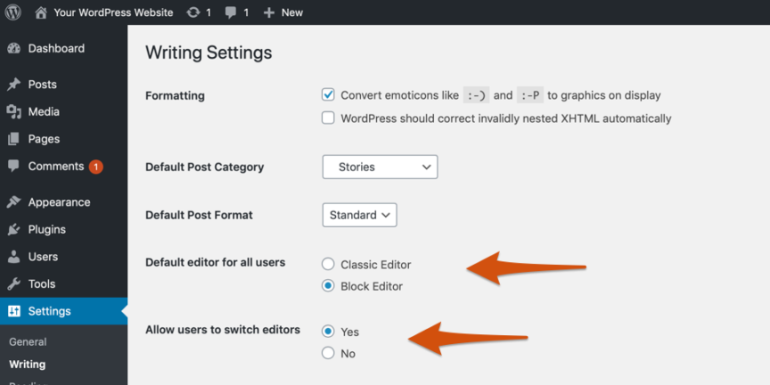 WordPress: Switch to Classic Editor from Block Editor (and back again)